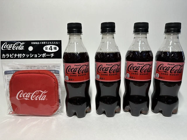 COCA COLA PEACH ZERO SUGAR JAPANESE LIMITED EDITION *4 BOTTLES w/BONUS ...