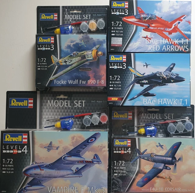 REVELL MODEL KIT Military Aircraft Red Arrow/ Hawk/ FW190/ Corsair ...