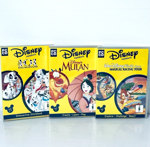 DISNEY HOTSHOTS PC CD-ROM Games x 3: 101 Dalmatians + Mulan + Walt ...