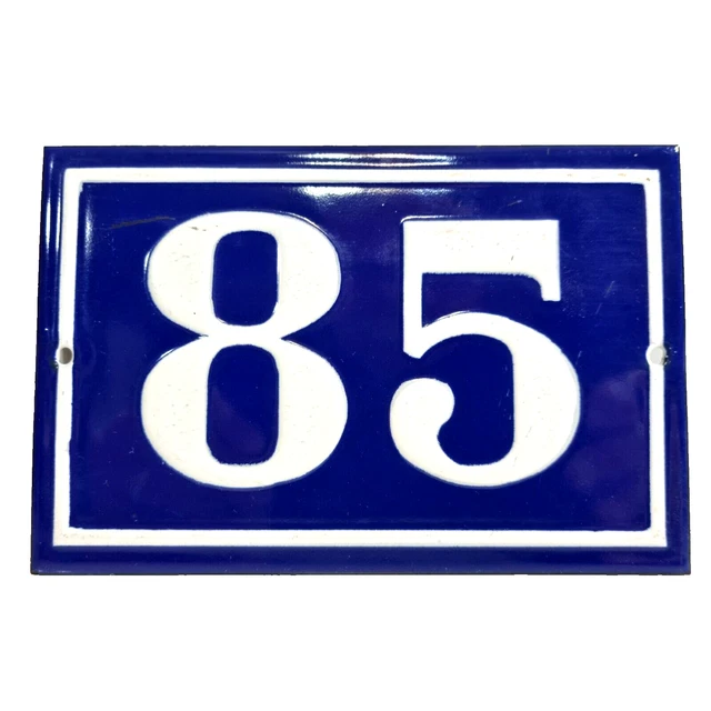 VINTAGE FRENCH BLUE house address number enamel sign plaque 85 Paris ...