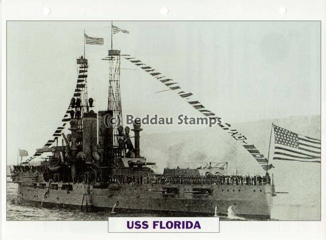 1910 USS FLORIDA Battleship Capital Ship / USA Warship Photograph Maxi ...