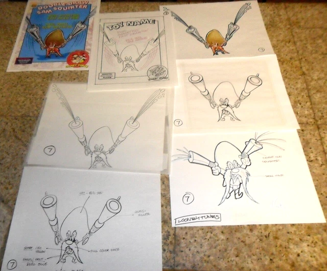 7 LOT ORIGINAL Art Yosemite Sam Squirter Looney Tunes Burger King Troll ...