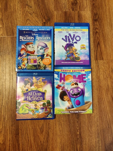 LOT BLURAY,DVD,DISNEY,DREAMWORKS,NETFLIX, RESCUERS,VIVO,HOME, All Dogs ...