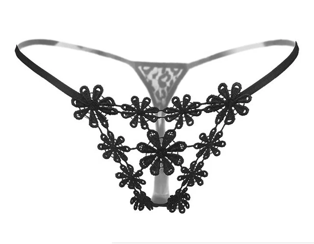 Sexy Thongs Panties Open Crotch Crotchless Underwear Pearl Night Lace G