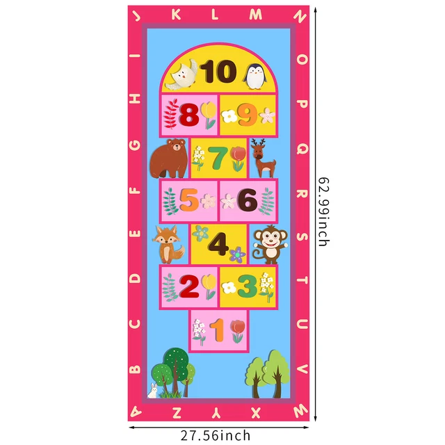 KIDS PLAY RUG Mat ABC Alphabet Numbers Shapes Educational Area Rug ...