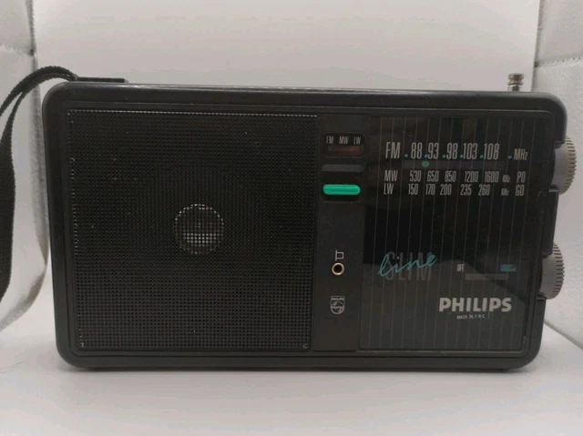 PHILIPS SLIM LINE FM MW LW Radio Black Vintage 1980s - Tested £9.95 ...