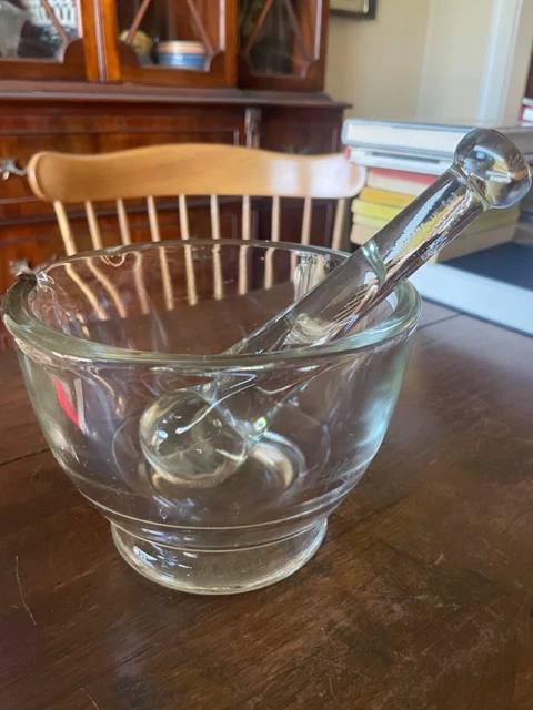 CLEAR GLASS MORTAR and Pestle Unmarked 6 1/2" Mortar $10.00 - PicClick