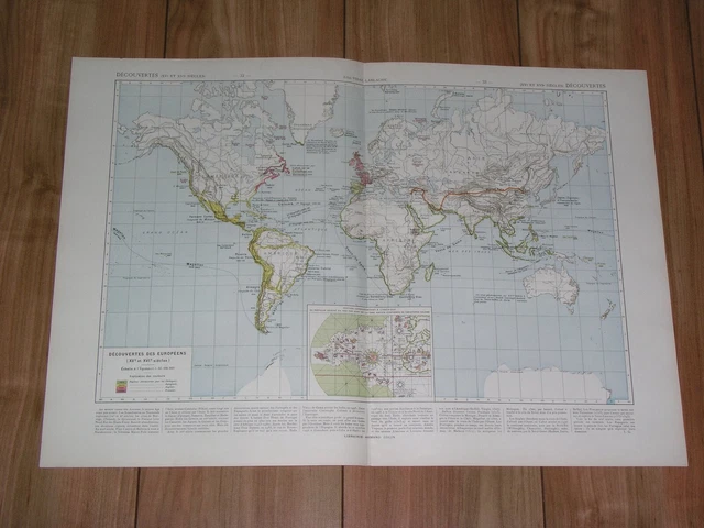 1925 VINTAGE HISTORICAL Map Of The World / Age Of Discovery / America ...
