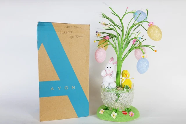 AVON FIBER OPTIC Easter Egg Tree Color Changing Blossoms Musical Bunny ...