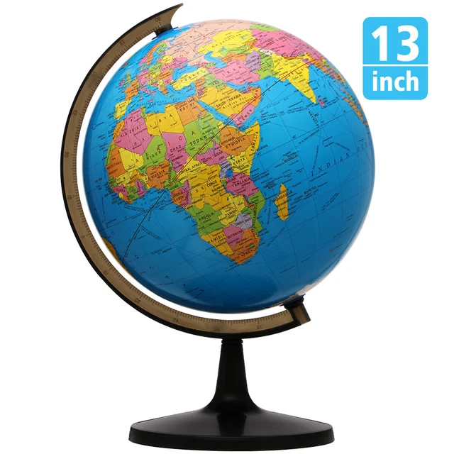 33CM LARGE ROTATING Globe World Map Swivel Earth Geography Desk Science ...