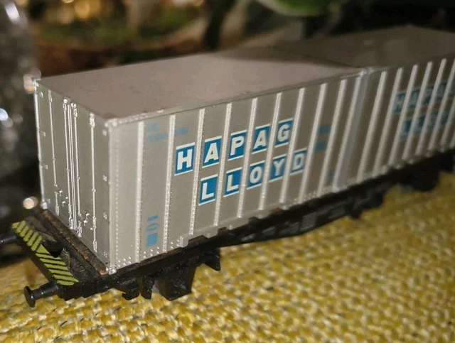 MARKLIN HO SCALE 4659 Hapag Lloyd Flatcar W/ 2 Containers ex con £21.49 ...