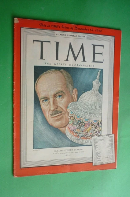 TIME MAGAZINE DECEMBER 13, 1948 Columnist Drew Pearson EUR 30,83 ...