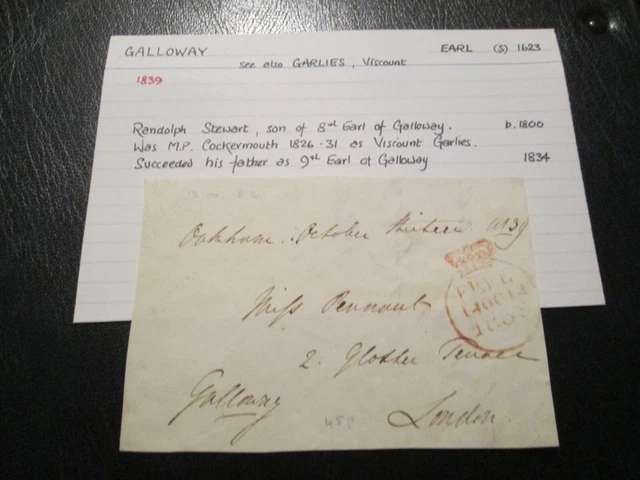 FREE FRONT 1839 Earl Galloway, Garlies Viscount. Randolph Stewart MP ...