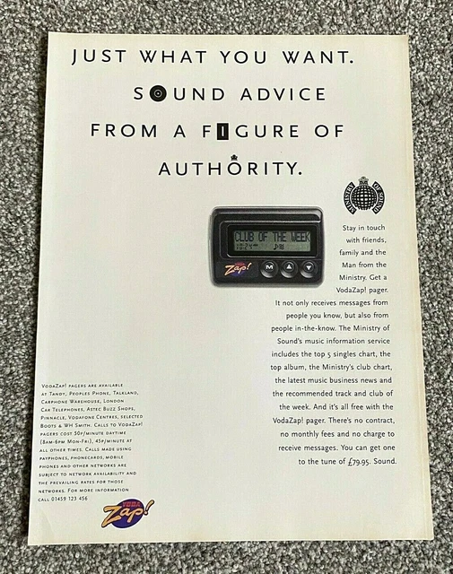 VINTAGE 1997 MAGAZINE Advert Picture VodaZap Pager 90's Ad Ministry of ...