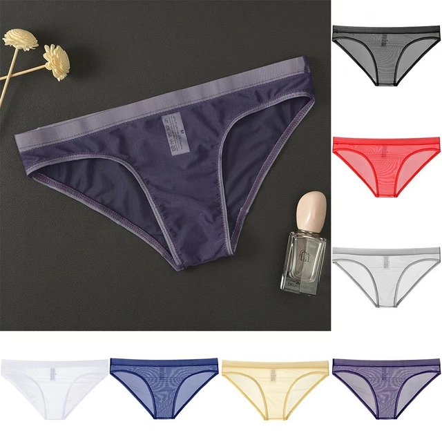 MEN SEXY MESH See-Through Underwear Thong Bikini Briefs G-String ...