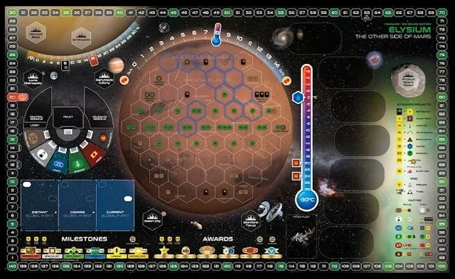 TERRAFORMING MARS ELYSIUM Neoprene Map Fan Made Big Board Ed. NEW ...