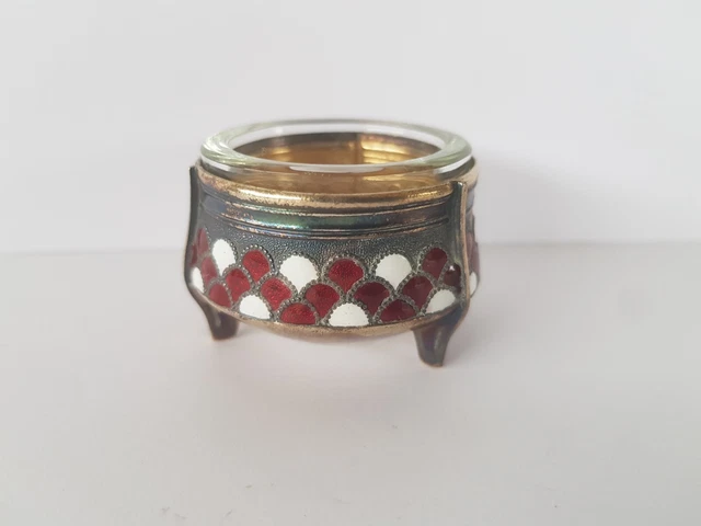 SALIÈRE RUSSE CLOISONNÉ en verre et métal, par Hommet. EUR 20,00 ...