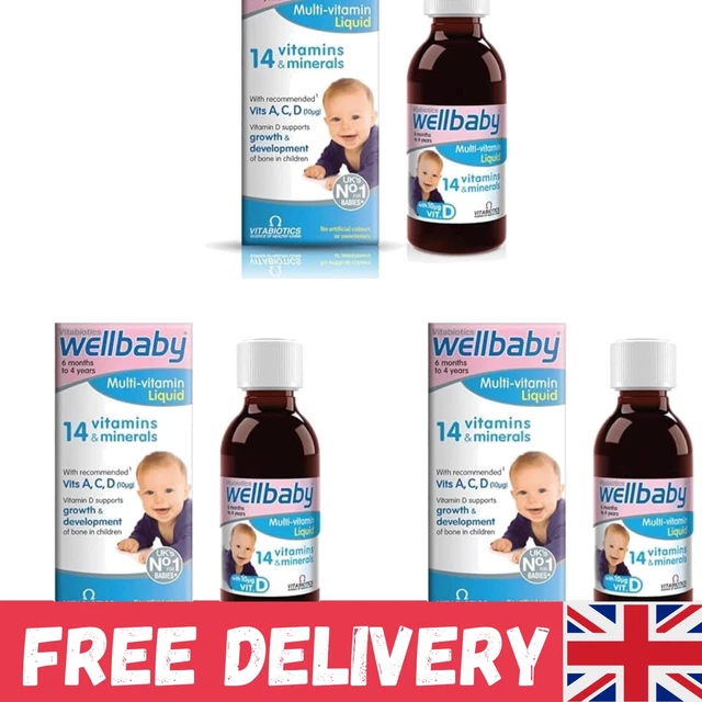 WELL KID VITAMINS A, C & D Liquid Syrup - Pack of 3, 150ml for Kids 6 ...