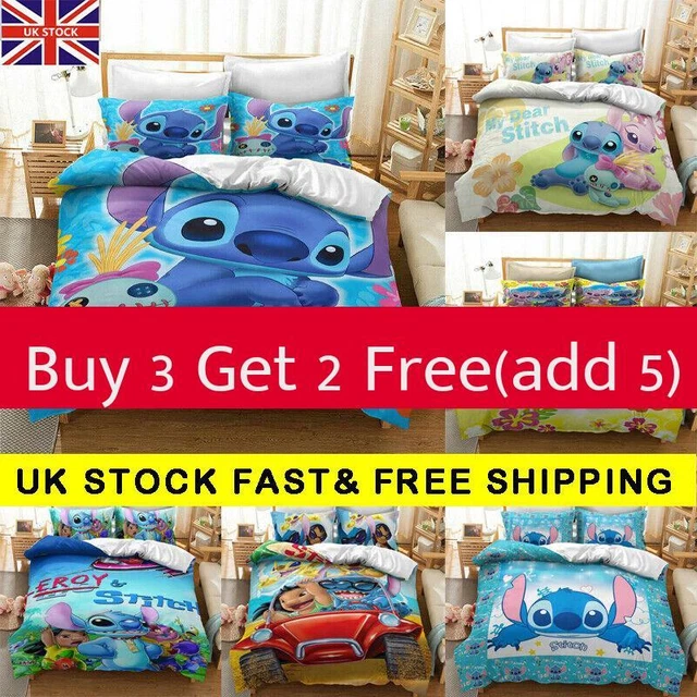 LILO AND STITCH Bedding Sets Kids 3D Stitch Duvet Cover Pillowcase Bed ...