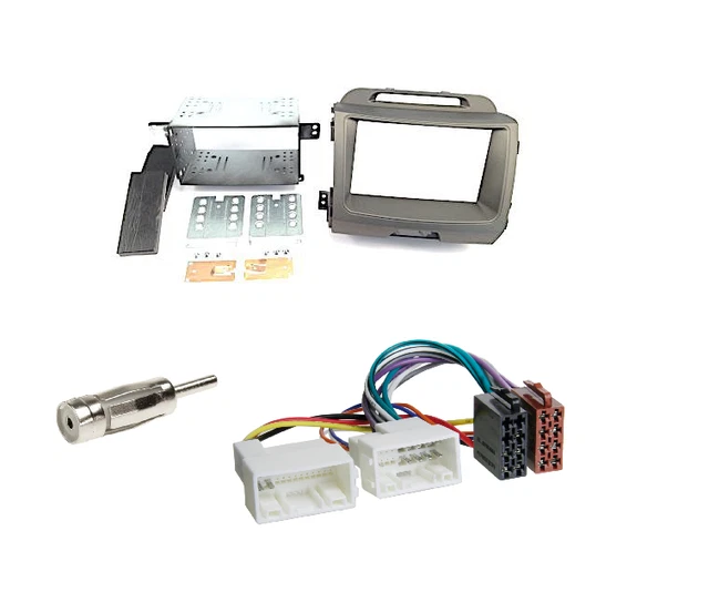 DOUBLE DIN CAR radio bezel + ISO adapter cable Kia Sportage III from 08 ...