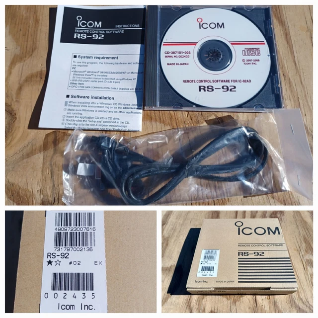 SOFTWARE DE CONTROL remoto ICOM RS-92 para IC-92AD con cable de ...