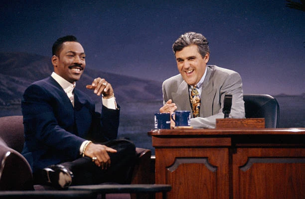 EDDIE MURPHY DURING an interview with host Jay Leno on July 8, 1992 TV ...