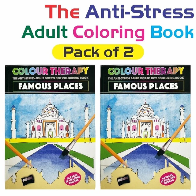 ANTI-STRESS ADULT COLOURING Book- Dot To Dot Famous Places Pack Of 2 ...