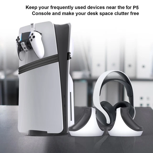 FOR PS5 CONTROLLER and Headset Side Mounted Storage Rack 2 Pack White ...