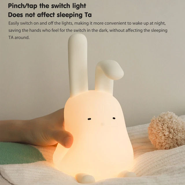 FOLDED EAR RABBIT Bedside Lamps USB Rechargeable Silicone Holiday Party ...
