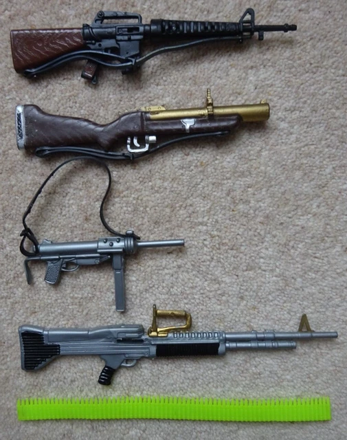 ACTION MAN ORIGINL M16 Assault Rifle-M60+Belt-Hasbro Grease Gun-Grenade ...