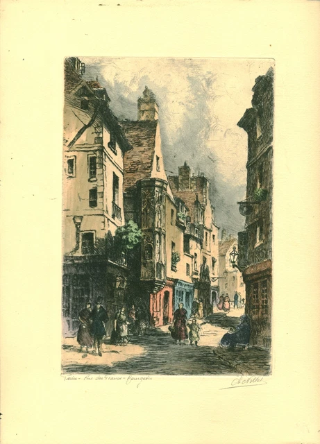 EAU FORTE ENGRAVING Paris rue des Franc-Bourgeois Ch Nollet £35.82 ...