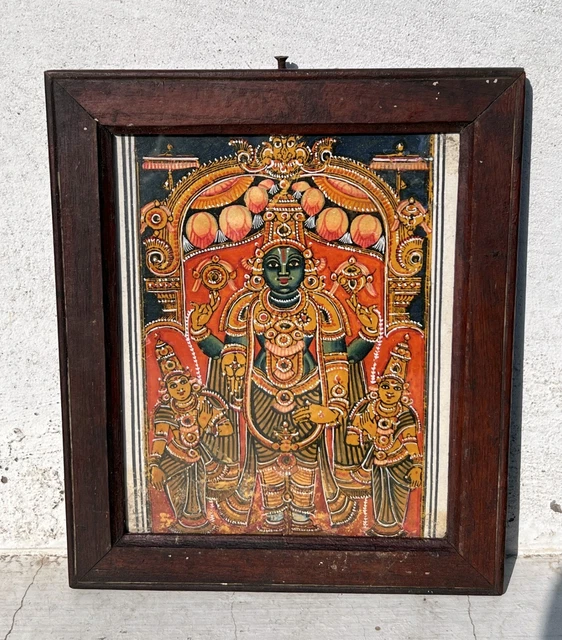 ANTIQUE OLD SOUTH Indian Hindu God Shri Venkateswara Handmade Color ...