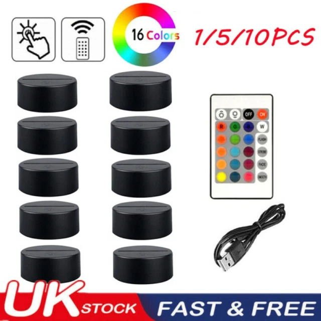 3D LAMP USB LED Base For Acrylic Night Light Plate Panel Cable Remote ...