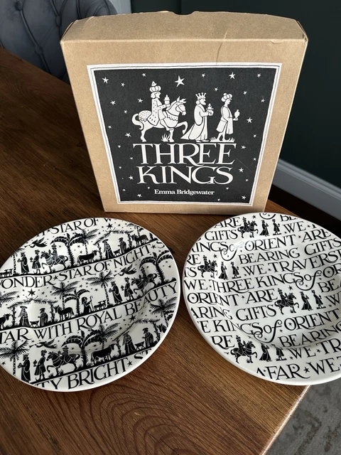 EMMA BRIDGEWATER CHRISTMAS Carol ‘We Three Kings’ Set Of 2 Plates Boxed ...