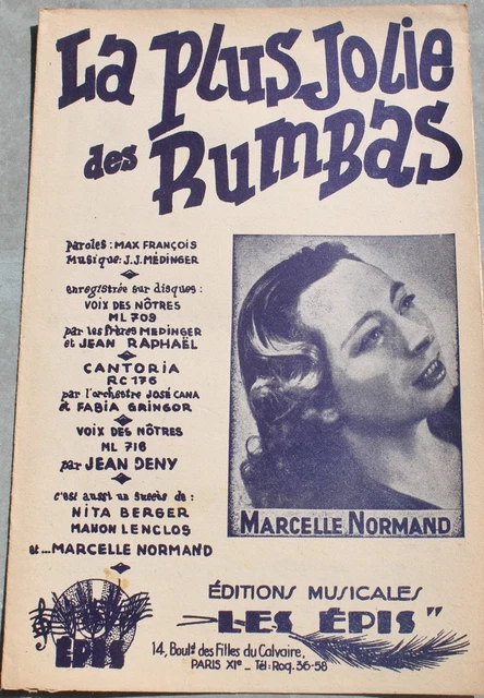 PARTITION ANCIENNE: LA PLUS JOLIE DES RUMBAS Musique: MEDINGER .J.J EUR ... PARTITION ANCIENNE: LA PLUS JOLIE DES RUMBAS Musique: MEDINGER .J.J EUR ...