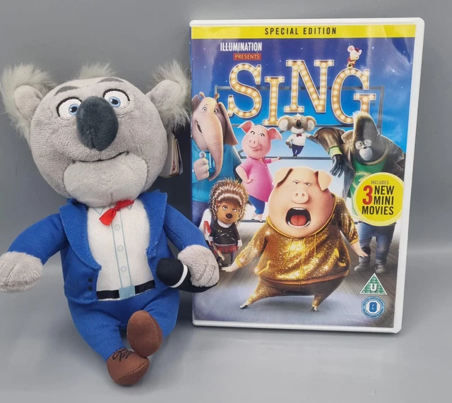 SING MOVIE BUSTER Moon Koala Soft Plush Toy with Tags. Including DVD ...