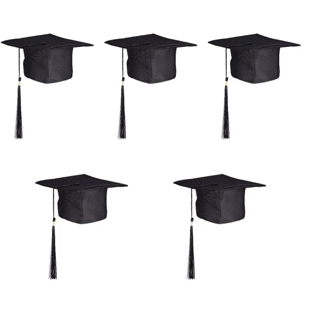 5 PACK MATTE Graduation Cap Black Adjustable Size Hat Men and Women £23 ...