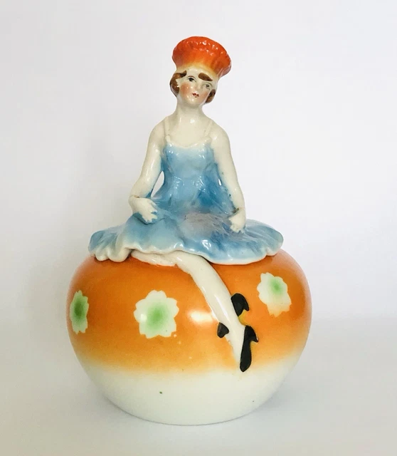 ART DECO JAPANESE Flapper Girl Powder Bowl Maruyama Toki Yamashiro ...