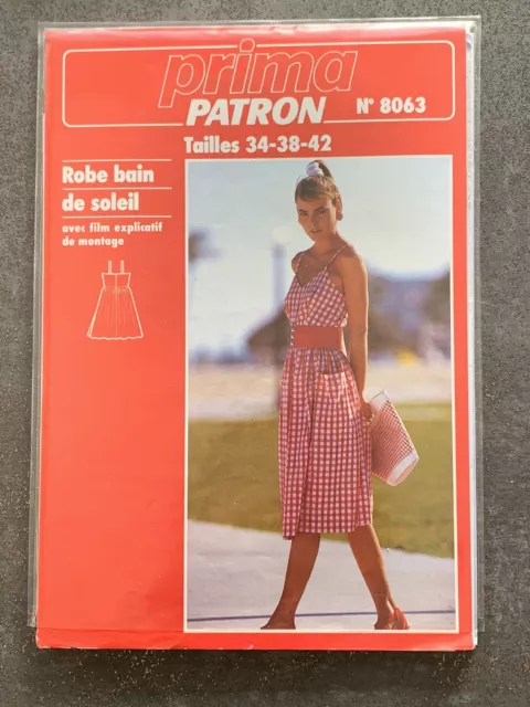 PATRON COUTURE PRIMA ROBE BAIN DE SOLEIL 34/38/42 N 8063 Vintage EUR 3 ...