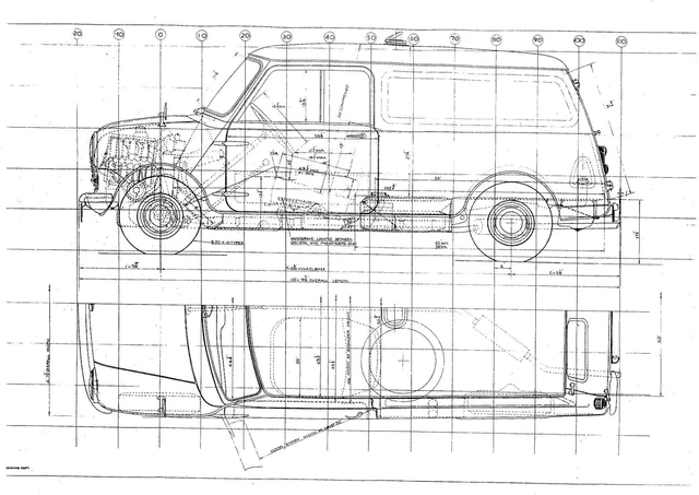 CLASSIC MINI VAN technical drawing A3 PRINT £7.99 - PicClick UK