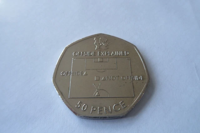 2011 LONDON OLYMPIC FOOTBALL OFFSIDE RULE 50p Fifty Pence COIN ...