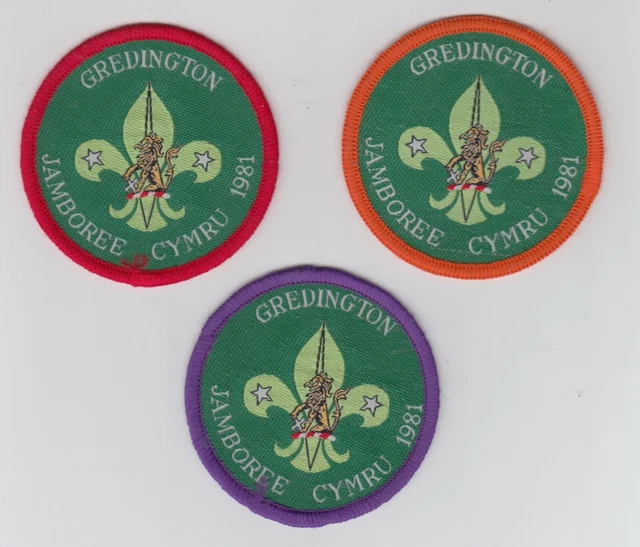 UK SCOUT BADGES, set of three badges Jamboree Cymru 1981 Gredington ...