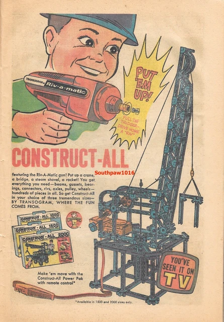 1966 RIV-A-MATIC &CONSTRUCT-ALL& Building Set By Transogram Vintage ...