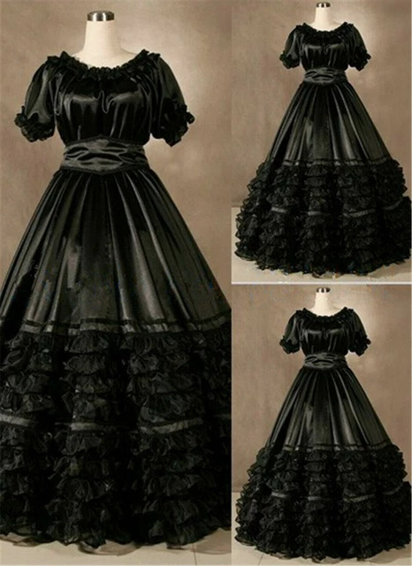VICTORIAN GOTHIC LOLITA Black Fancy Dress Uniform Cosplay Costume ...