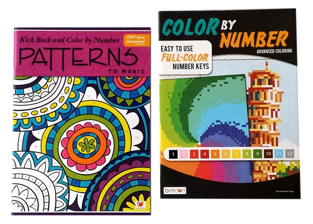 COLOR BY NUMBER Patterns Book Kids Adults Activity Advanced Coloring ...