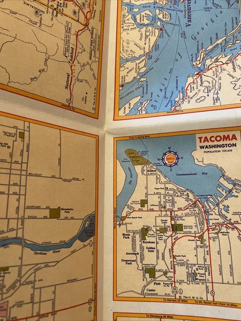 VINTAGE SHELL GAS Station Map 1940, Map Of Washington Shell Gas 40’s ...