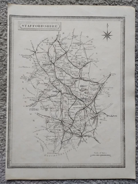 ANTIQUE/VINTAGE COUNTY MAP of Staffordshire - John Heywood, 1868 £12.99 ...