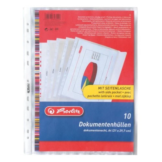 HERLITZ-CARTELLINE PORTADOCUMENTI, FORMATO A4, con fori (10 pezzi ...