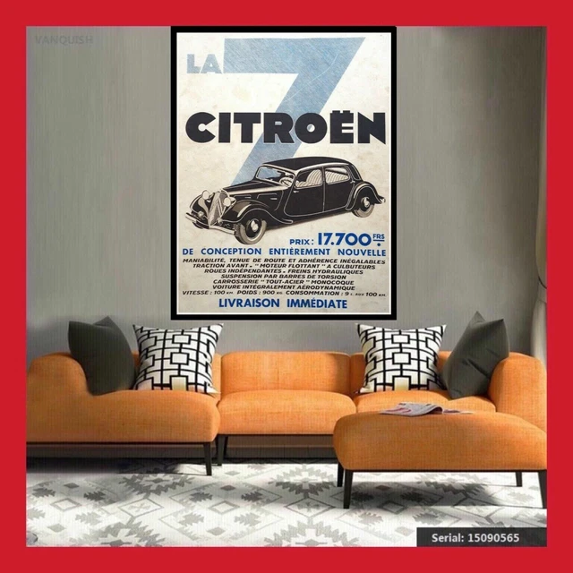 REPRO VINTAGE TOILE Affiche Citroen Traction Avant 7 Voiture 2Cv Poster ...