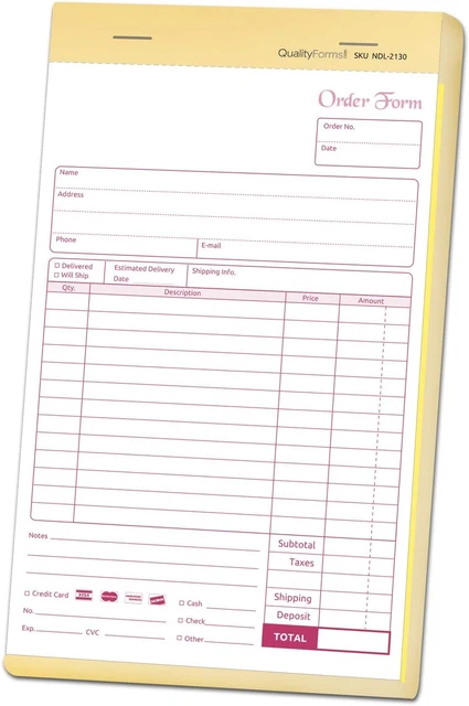 NCR CARBONLESS Order Forms, Bound Wraparound Cover, 50 Sets per Book ...
